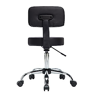 Naomi Home Adjustable Rolling Stool with Wheels Professional Office Stool Height Adjustable with Ergonomic Tilting Backrest for Computer, Studio, Workshop, Office, Home Office Black
