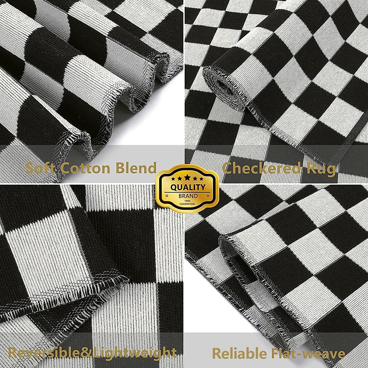 Seavish Checkered Rug, 5x8 Ft Black and White Rug Retro Checkerboard Moroccan Rug Lightweight Outdoor Washable Area Rug Carpet Rustic Decor for Living Room Bedroom Kitchen Patio
