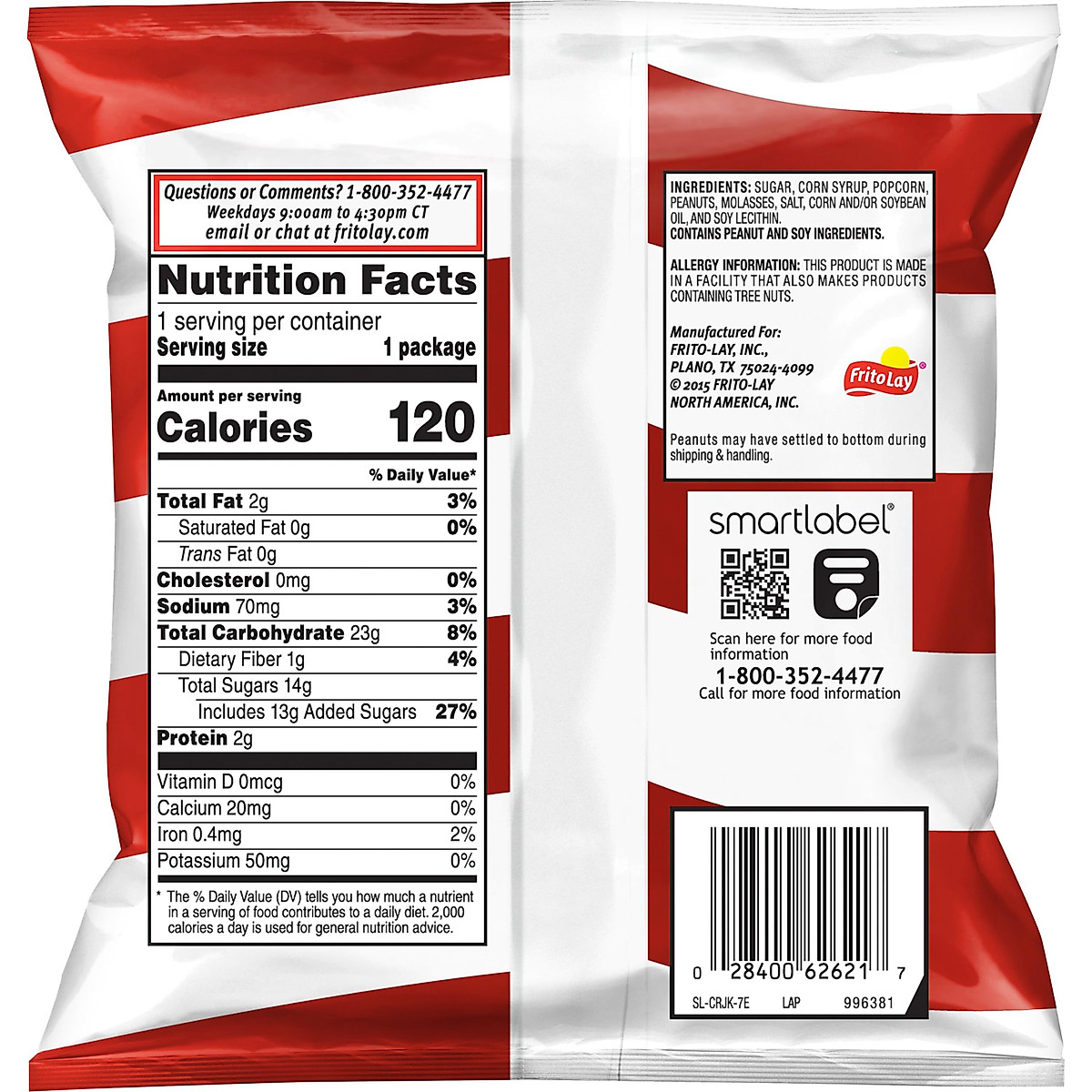 Cracker Jack Caramel Coated Popcorn & Peanuts, Original, 1.25 Ounce Bags (Pack of 30)