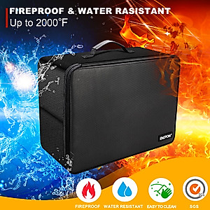 ENGPOW Fireproof Document Organizer Box with Lock,Collapsible Hard File Storage Box,Multi-Layer Waterproof Portable Travel Home Filing Storage Fireproof Safe for Important File,Cash,Letter/Legal Size