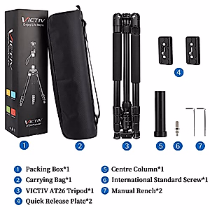 VICTIV 78" Tripod Camera Tripod, Tall Heavy Duty Tripods & 81" Monopods for DSLR Binoculars Laser Level, Professional Aluminum Tripod Stand with Ball Head, Compatiable with Canon Nikon Sony Cameras