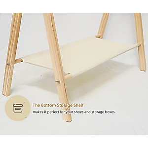 Morimoe Garment Rack with Bottom Storage Shelf, Pine Wood, Dress up Rack for Kids, 35" Width