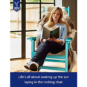 YEFU Outdoor Rocking Chair, Poly Lumber Rocking Chairs for Porch Set of 2 with High Back, Poly Rocking Chair Look Like Real Wood, Widely Used for Patio, Lawn, Indoor,380lb Heavy Duty(Aruba Blue)