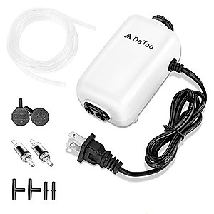 DaToo Aquarium Air Pump 3 Watt Adjustable Oxygen Pump with 2 Outlets for Fish Tank Ultra Silent High Energy Efficient, 1 Yr Warranty