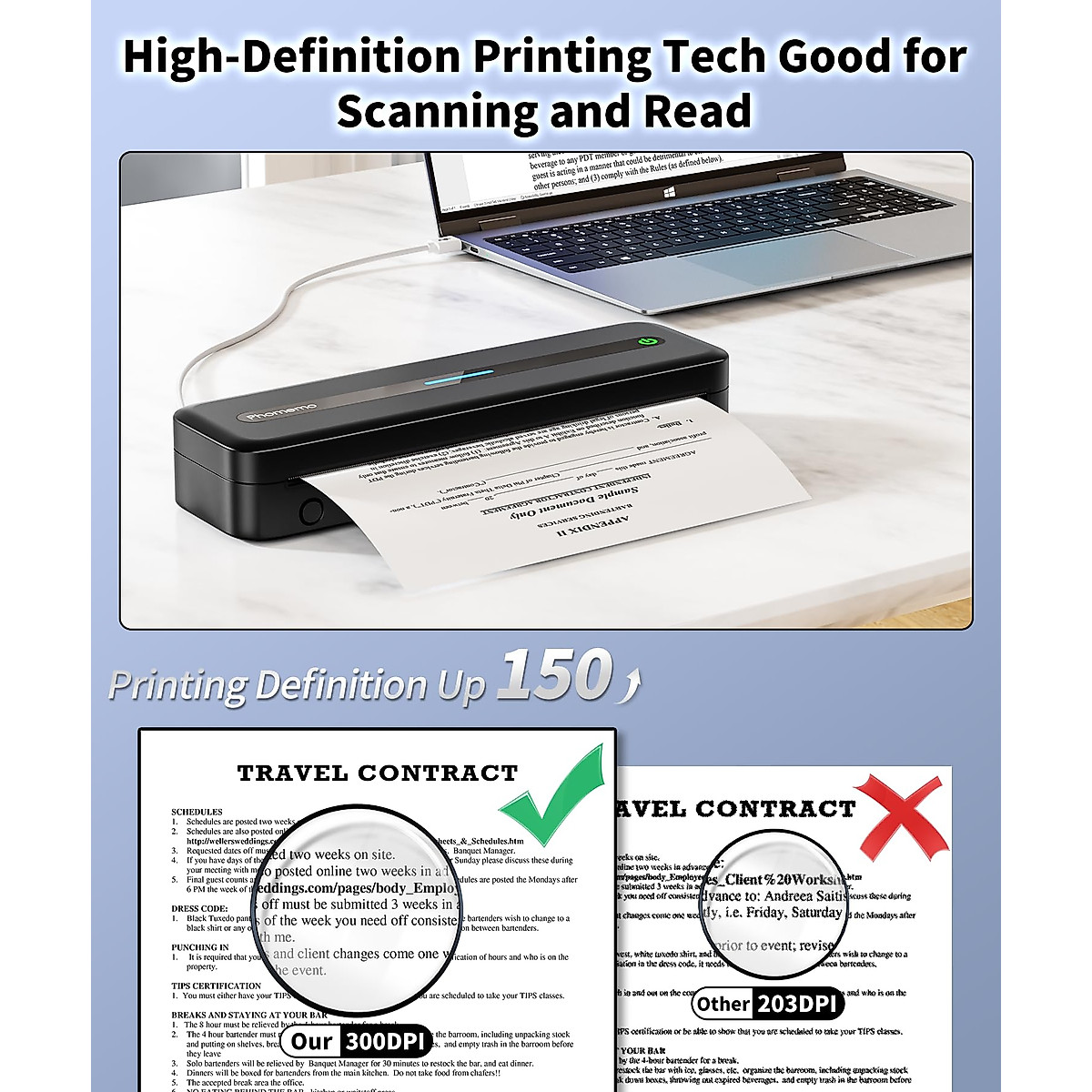 Phomemo Portable Printer,[Upgrade] M832 Inkless Printer,Portable Printers Wireless for Travel,8.5''x 11''Thermal Printer Support Multi Sizes for Home,Office,Car,Compatible with Phone &Laptop