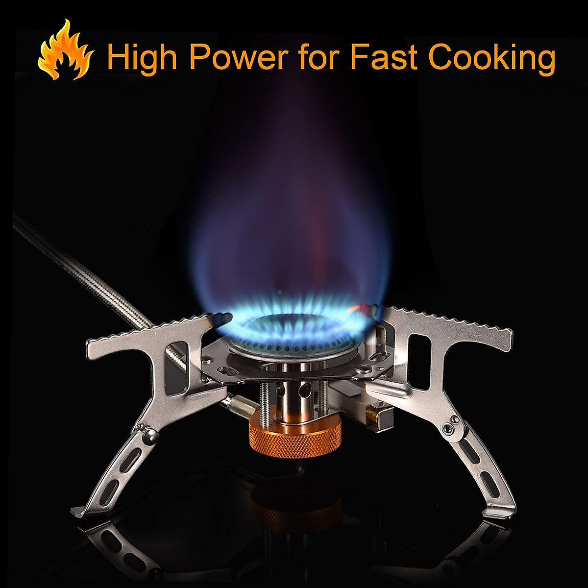 Sagafly Portable Camping Gas Stove with 1LB Propane Tank Adapter, Foldable Camp Stove Backpacking Stove with Piezo Ignition for Outdoor Hiking Cooking Burner