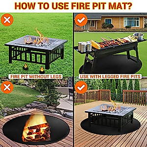 Large 48" Round Under Grill Mat, Fire Pit Mat, Fireproof Grill Mats for Outdoor Grill Deck Grass Protector Grilling Pads, Water-Retardant Floor Rug for BBQ, Patio, Grass, Lawn