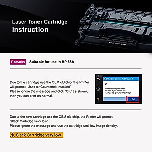 58A with Chip LemeroUexpect Remanufactured Toner Cartridge Replacement for HP 58A 58X Black Toner Cartridge CF258A CF258X for MFP M428fdw M404n M404dn M404 M428fdn M304 Printer,1P