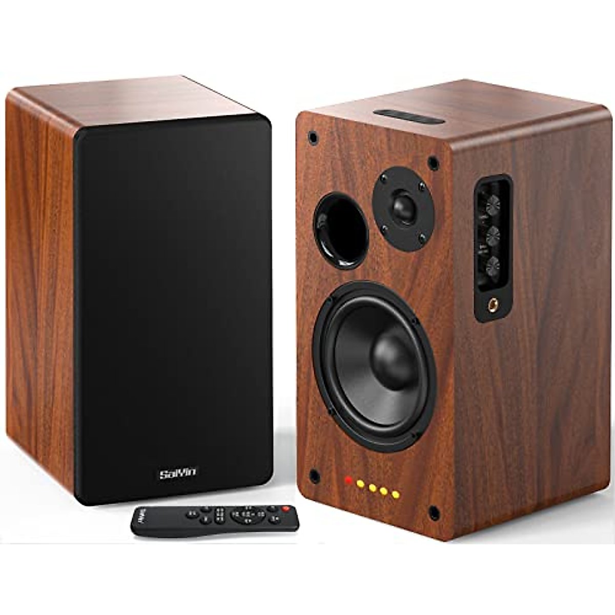 Saiyin Bookshelf Speakers with MIC Input, 40W X 2 Powered Bluetooth Bookshelf Speakers Pair-Optical Input, 5 Inch 2.0 Stereo Active Speakers with Subwoofer Line Out