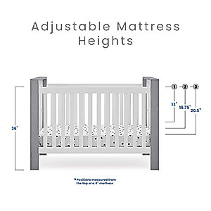 Delta Children Miles 4-in-1 Convertible Crib, Greenguard Gold Certified, Bianca White/Textured Cloud