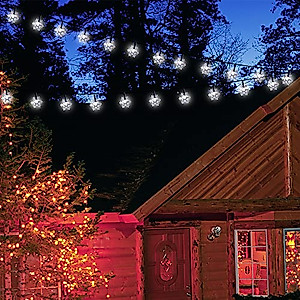 Twinkle Star Solar Snowflake String Lights, 100 LED 33 FT Outdoor Christmas Fairy Lights, 8 Lighting Modes & Waterproof for Holiday New Year Wedding Party, Xmas Tree, Garden Decor, Cool White