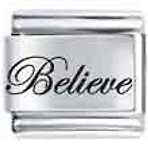 Clearly Charming Believe Laser Italian Charm Bracelet Link