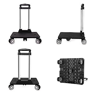 Backpack Trolley with 5 Wheels Folding Compact Lightweight Luggage Cart Spinner Rolling Luggage Cart for Bags, Pet Carriers, Dog Backpacks Carriers