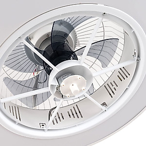 OUKANING Low Profile Ceiling Fan with Lighting, Enclosed Fan, 36 W, Ceiling Lighting, dimmable with Remote Control, 3 Files, Adjustable Wind Speed, Modern Bedroom (22 inches)
