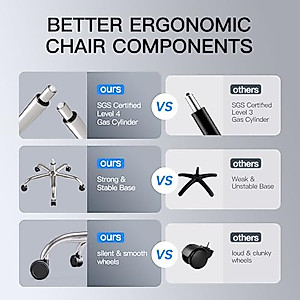 Ergonomic Office Chair, Mesh Office Chair with Rocking Function,Ergonomic Chair with 3D Headrest, 3D Armrests, and Adjustable Lumbar Support,SGS Class 4 Gas Clylinder 300 Lbs Capacity