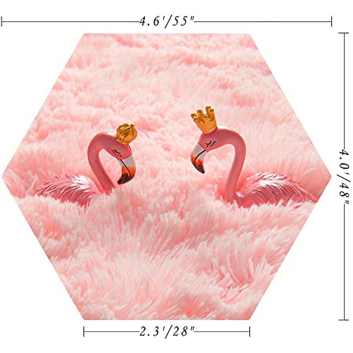 EVOIONOS Pink Hexagon Rug for Princess Tent , Fluffy Area Rug for Kids Room , 4.6X4 FT , for Girls Tent , Furry Soft Nursery Rug , Fuzzy Plush Carpet for Teen Girls Bedroom