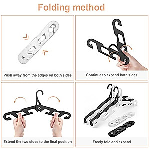 NICEDACK Premium Travel Hangers 6 Pack Portable Folding Clothes Hangers - Super Bearing Collapsible Hanger Foldable Clothes Drying Rack for Travel, Indoor and Outdoor Use (6 Pack 3Black/3White)