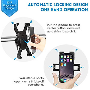 AONKEY One-Touch Release Bike Phone Mount, 360° Rotatable Cell Phone Holder for Bike Handlebar/Stem, Universal Bicycle Phone Holder Compatible with iPhone 12 11 Pro Xs Max, Samsung, 4.0"-6.5" Phones