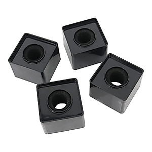 YaeGarden 4-Pack Microphone Flag Station Portable Square Cube Shaped Interview Mic Flag Station Logo Superior ABS Material, Black