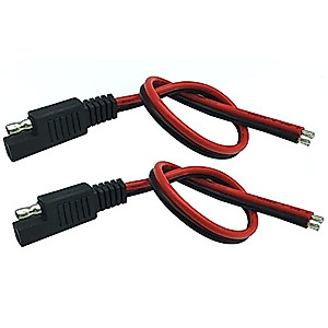 Halokny SAE Single Ended Extension Cable, 2 PCS 14AWG SAE Quick Disconnect Plug Cable for Automobile and Solar Panel(1Feet/30cm)