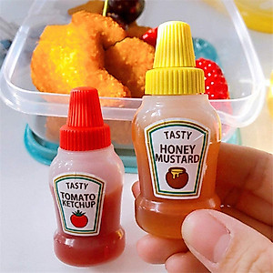 Mini Ketchup Bottles, 25ml Refillable Condiment Squeeze Bottle Salad Dressing Tomato Ketchup Mayo Syrup Squeeze Containers for Kids Adults Bento Box for Office Worker Bento Box Diner Condiment Mayo