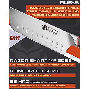 KESSAKU 6-Inch Nakiri Vegetable Cleaver - Spectre Series - Forged Japanese AUS-8 High Carbon Stainless Steel - Granton Edge - Pakkawood Handle with Blade Guard