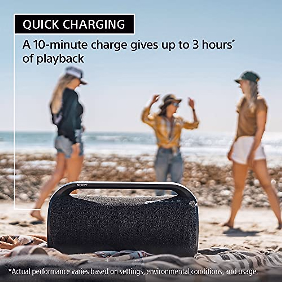 Sony SRS-XG500 X-Series Wireless Portable Bluetooth Boombox Party-Speaker with Big Powerful Sound, IP66 Water-resistant and Dustproof, 30 Hour-Battery, LED Ring Lighting, Speaker for Home and Outdoor