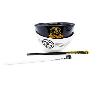 Surreal Entertainment The Karate Kid Cobra Kai and Miyagi-Do 18-Ounce Ramen Bowl Set with Chopsticks