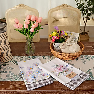 GEEORY Spring Kitchen Towels for Spring Decor Flower Vase Dish Towels 18x26 Inch Ultra Absorbent Bar Drying Cloth Bloom Sign Hand Towel for Kitchen Bathroom Party Home Decorations Set of 2