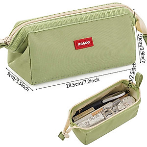 iSuperb Large Capacity Pencil Case Portable Zipper Pencil Pouch Bag Organizers Storage Pen Bag Cosmetic Makeup Pouch for Women (Green)