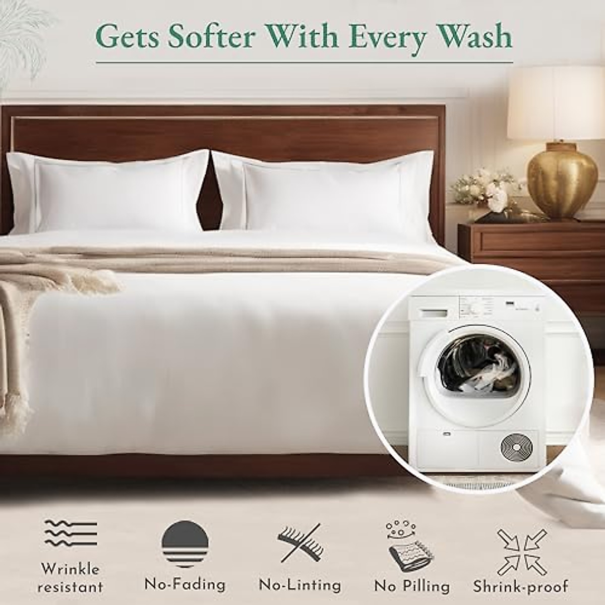 California Design Den Queen Size Sheet Set, 600 Thread Count 100% Cotton Sheets, Luxury Extra Deep Pocket Queen Sheets Cotton Sateen, Hotel-Quality Queen Sheet Set - White Sheets