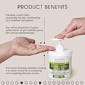 Advanced Clinicals Thermo-Firming Green Coffee Bean Moisturizer Body Cream | Anti Cellulite Caffeine Firming Lotion For Legs, Arms, & Body | Skin Care Products | Aging Skin Tightening Cream, 2-Pack