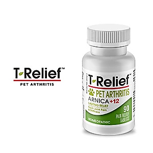 MediNatura T-Relief Pet Arthritis Relief Arnica +12 Powerful Natural Homeopathic Medicines Help Ease Hip & Joint Pain Soreness & Stiffness for Dog & Cat - 90 Tablets