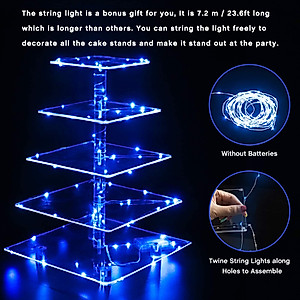 YestBuy 4 Tier Shelf Cake Pop Stand (Blue) +5 TierPremium Cupcake Holder, Acrylic Cupcake Tower Display, Cady Bar Party Décor, Acrylic Display for Pastry Weddings, Birthday (Blue)