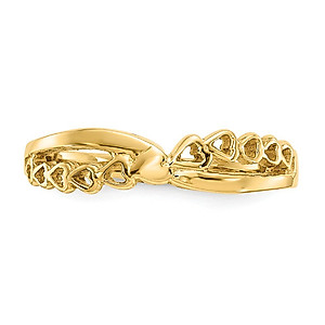Size - 4.75 - Solid 14k Yellow Gold Fancy Unique Love Heart Ring (1 to 5 mm)
