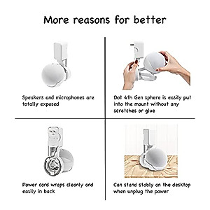 ZUOLACO Dot 4th/5th Generation Wall Mount Holder, All New Dot 4 Gen Outlet Hanger, Smart Speaker Stand, Space-Saving Accessories, Built-in Cable Management Shelf, White…