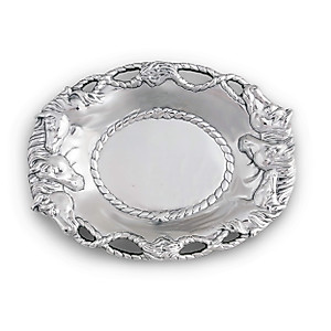 Arthur Court Designs Metal Aluminum Equestrian Horse Oval Serving Tray / Platter 14 inch x 10 inch