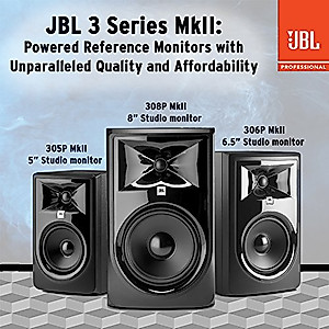 JBL Professional 305PMkII 5-Inch 2-Way Powered, Active Monitor Speaker for Near Field Music Production, Studio Monitor, Desktop Computer, Hi-Fi Audio. Sold Individually, Black
