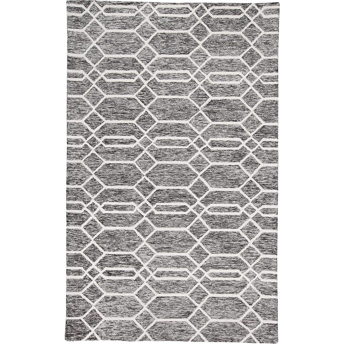 8' X 10' Blue And Ivory Wool Geometric Tufted Handmade Stain Resistant Area Rug