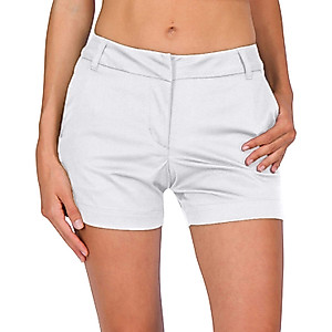 Three Sixty Six Womens Golf Shorts 4 ½ Inch Inseam - Quick Dry Active Shorts with Pockets, Athletic and Breathable Ice White