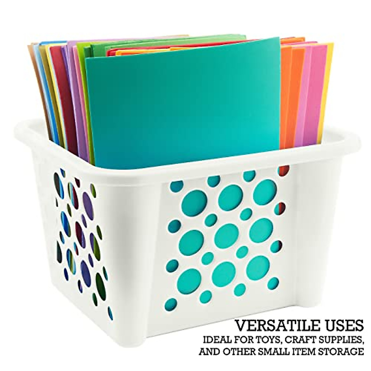 Organize Your Home Small Stackable White Storage Containers with Open Tops, 4 Pack, Great Organizing Bins for Kitchen Pantry, Closet, Bedroom, and Bathroom Storage, 10” x 8.9” x 6.1”