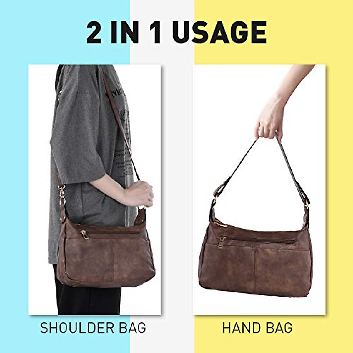 Katloo Medium Hobo Bag Women Purse Handbag PU Leather Crossbody Bag Shoulder Phone Pouch Tote Bags Ladies Satchel Wallet(Coffee)