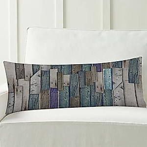 Body Pillow Cover,Depositphotos Rustic Wooden Board Blue Grey Grunge Planks Printed Long Pillow Cases Protector with Zipper Decor Soft Large Covers Cushion for Beding,Couch,Sofa,Home Gift 20"x54"