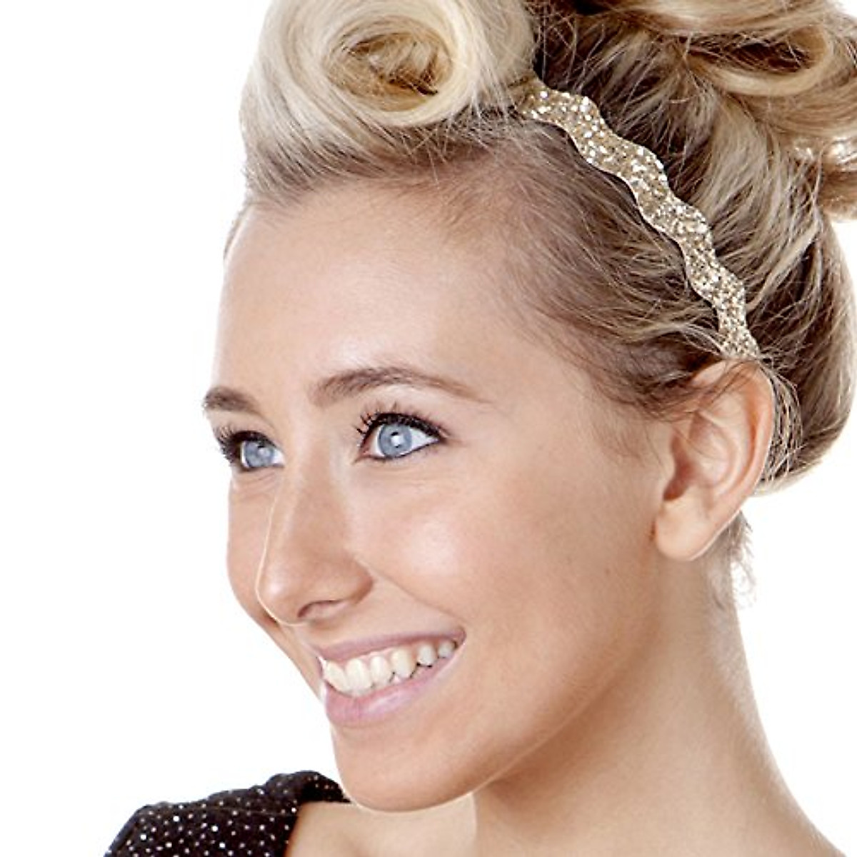 Hipsy Cute Fashion Adjustable No Slip Hairband Headbands for Women Girls & Teens (Black & Gold Zigzag 3pk)