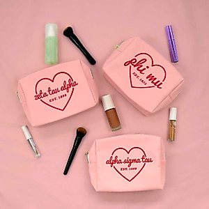 Sorority Shop Kappa Kappa Gamma Makeup Bag - Multi-Purpose PU Leather, Water-Resistant Makeup travel bag with Licensed Design and Zipper Closure, Perfect Kappa Kappa Gamma Sorority Gifts for Women