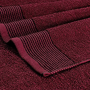 BELIZZI HOME 100% Cotton Ultra Soft 6 Pack Towel Set, Contains 2 Bath Towels 28x55 inchs, 2 Hand Towels 16x24 inchs & 2 Washcloths 12x12 inchs, Compact Lightweight & Highly Absorbant - Burgundy