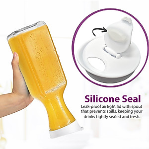 DilaBee Plastic Water Pitcher With Lid - Square Carafe Pitchers for Drinks, Milk, Smoothie, Iced Tea, Mimosa Bar Supplies - BPA-Free - NOT DISHWASHER SAFE (2, Clear, 32 Ounce)