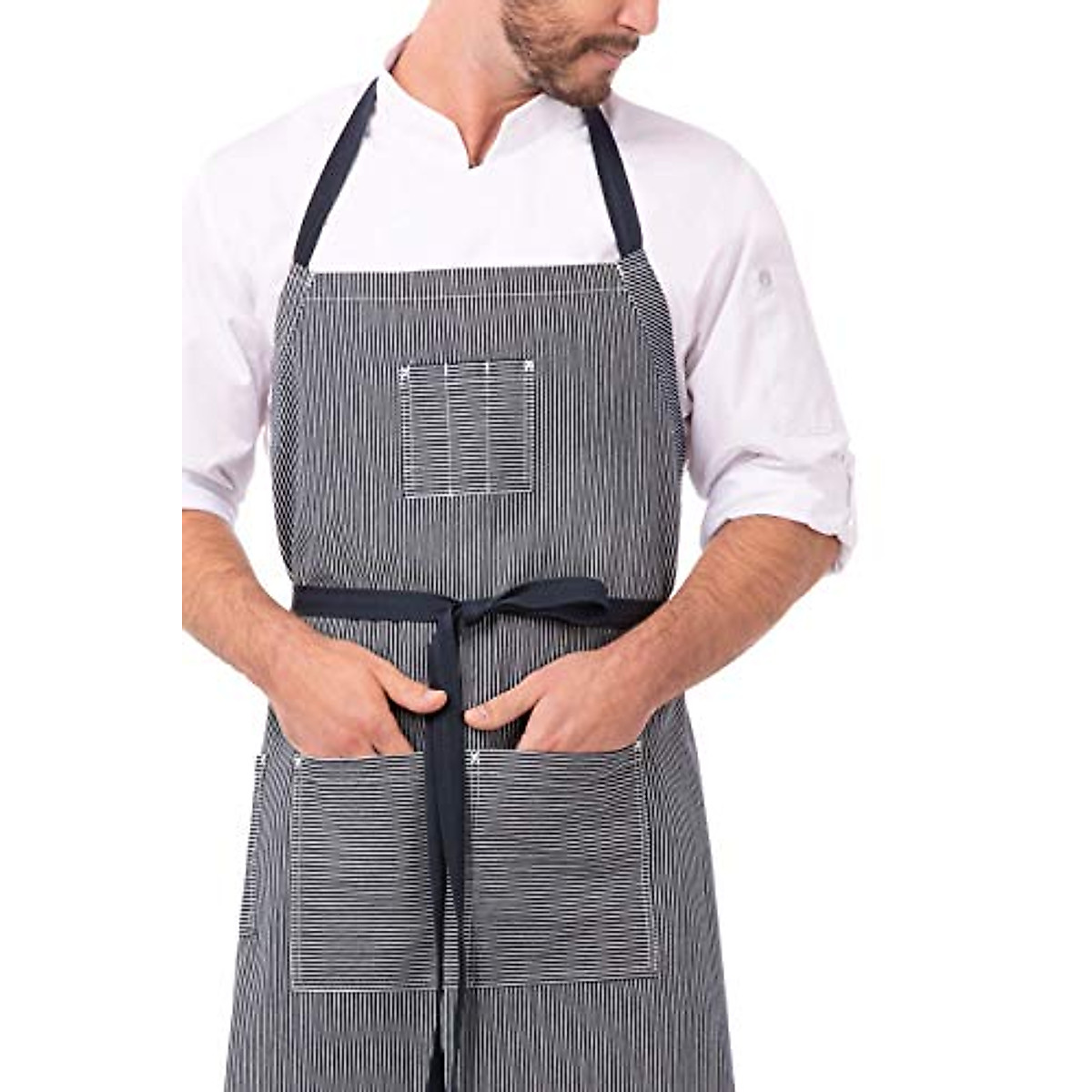 Chef Works Unisex Portland Chefs Bib Apron, Indigo Blue, One Size