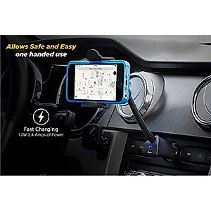 Scosche H12VFXM PowerMount Phone Mount for Car | 12V Charger for Vehicle's Power Port | 7.5 Watts | Flexible Mount Arm| Black