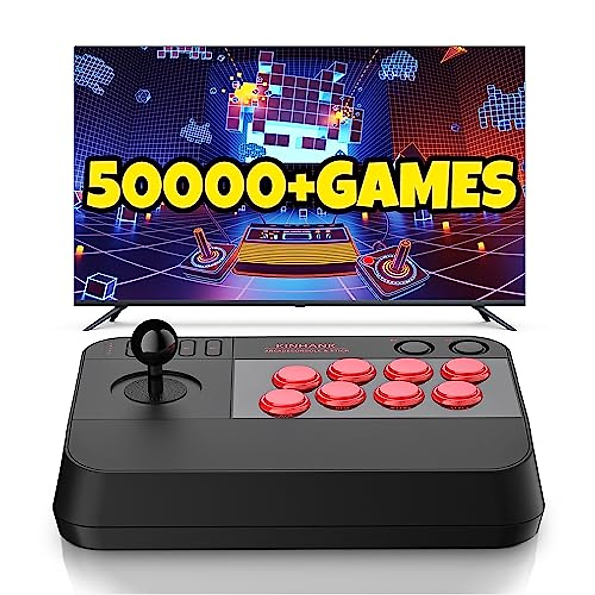 Super Console X3 Arcade Stick, 50000 Retro Games Pre Loaded Arcade Fight Stick, Plug & Play 3D Joystick, 3 Syetem in 1